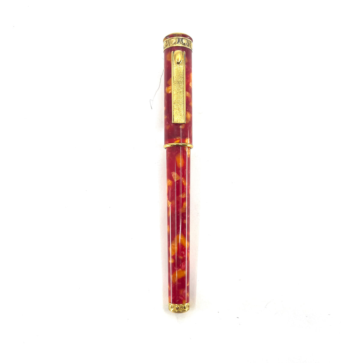 Signum (Italy) Lustrous Marbled Red & Orange Fountain Pen - Broad 18kt ...