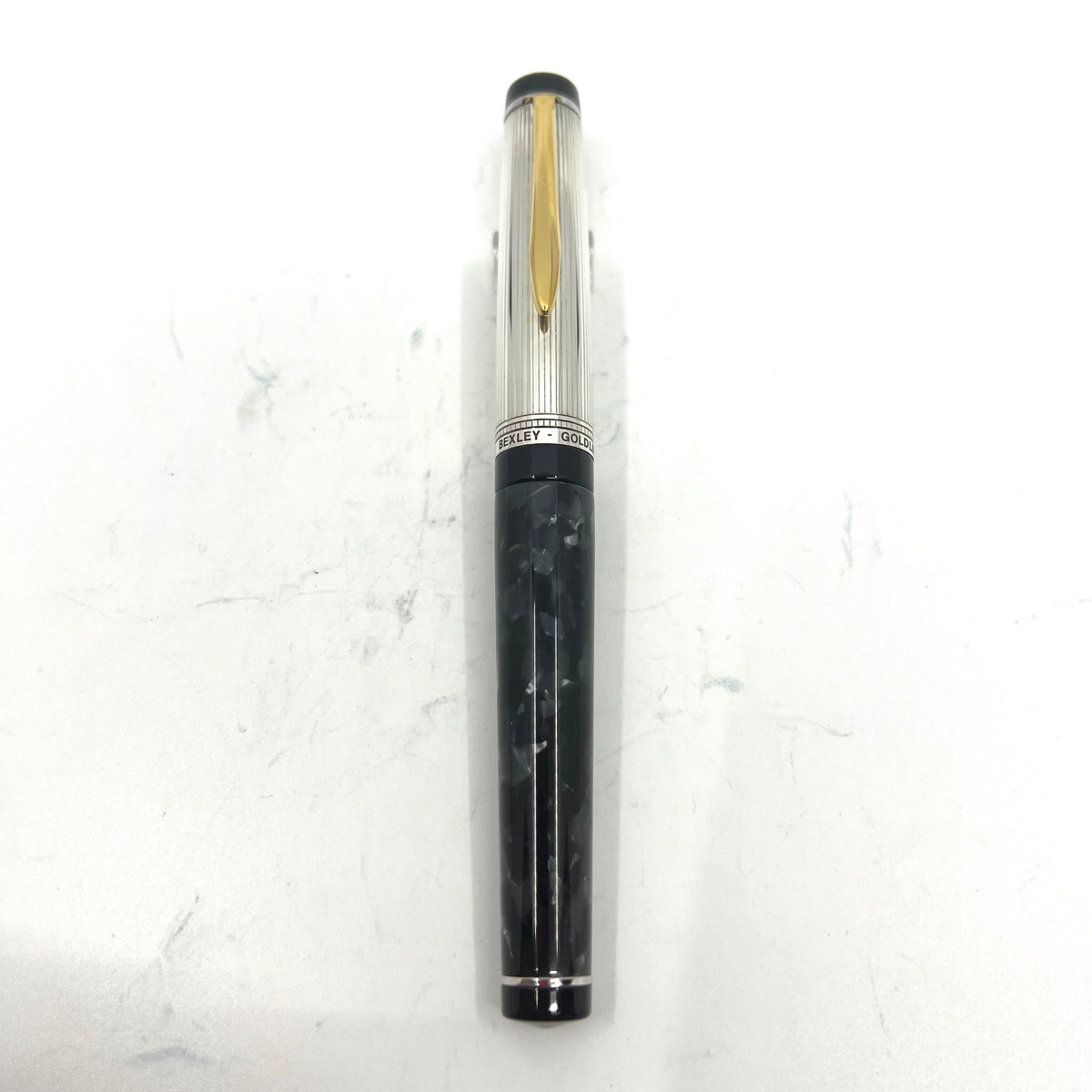 Bexley Goldline Sterling Silver Cap Charcoal Gray Marble Rollerball ...