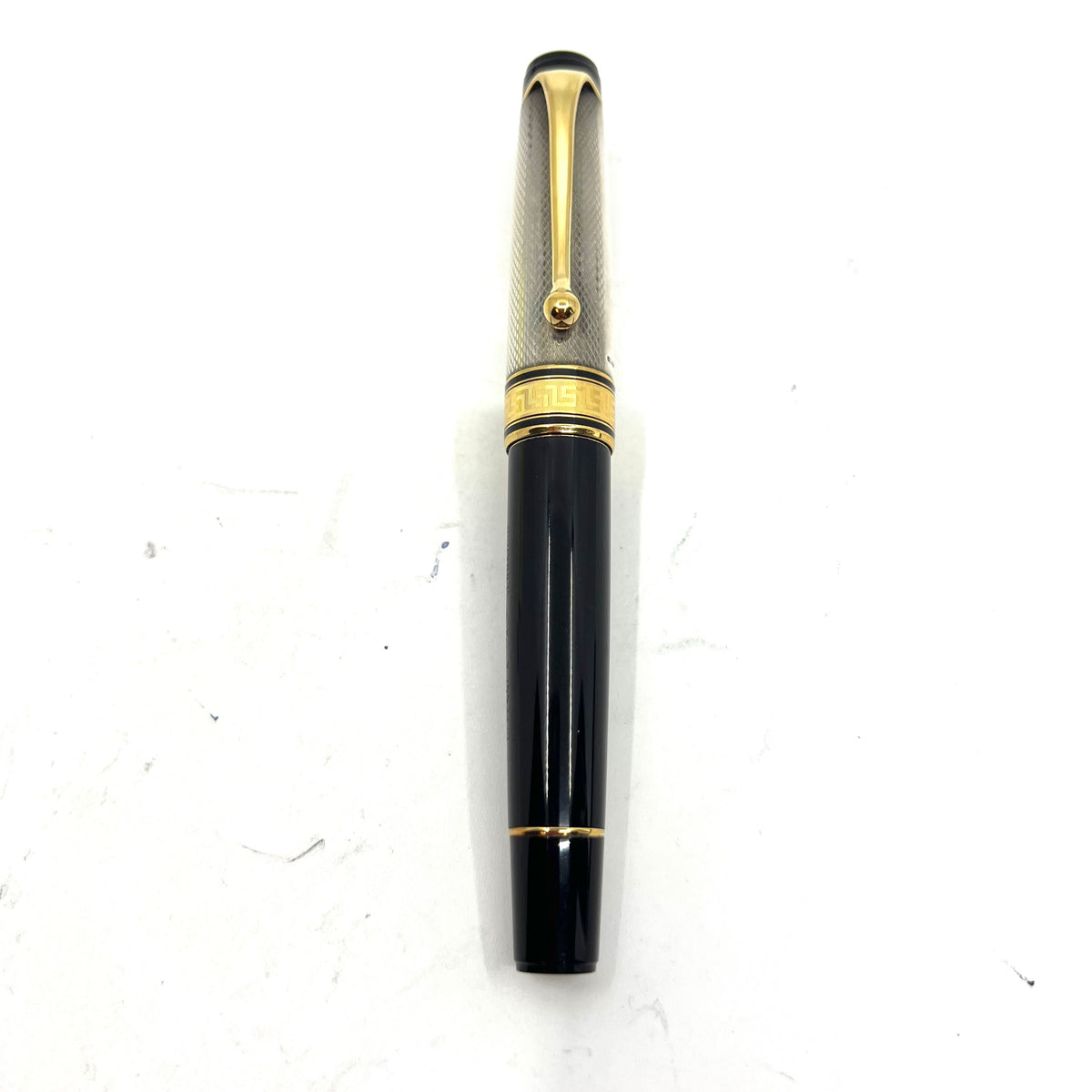 Aurora Optima Black Resin/Sterling Silver Guilloche Cap Fountain Pen ...