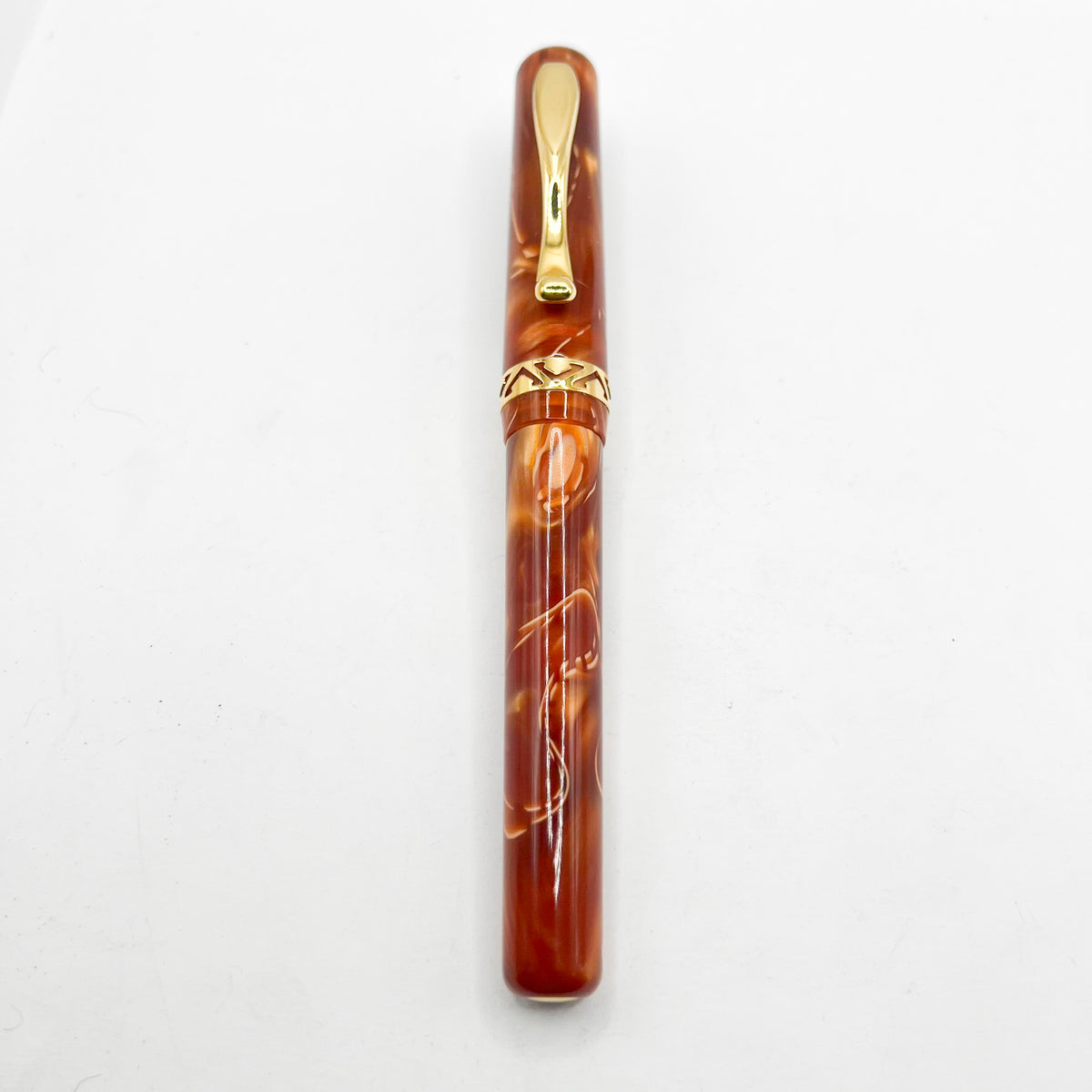 Visconti Marbled Amber Kaleido Fountain Pen - Medium 18kt Gold Nib ...
