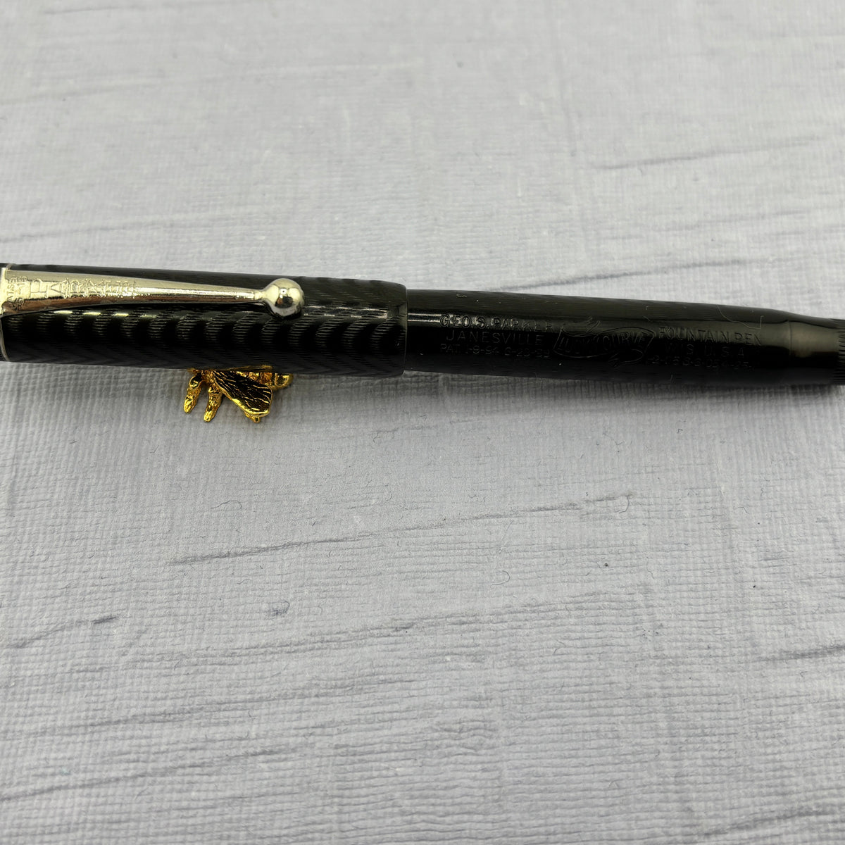 Parker Lucky Curve Jack Knife Safety Black chased Fountain Pen ...