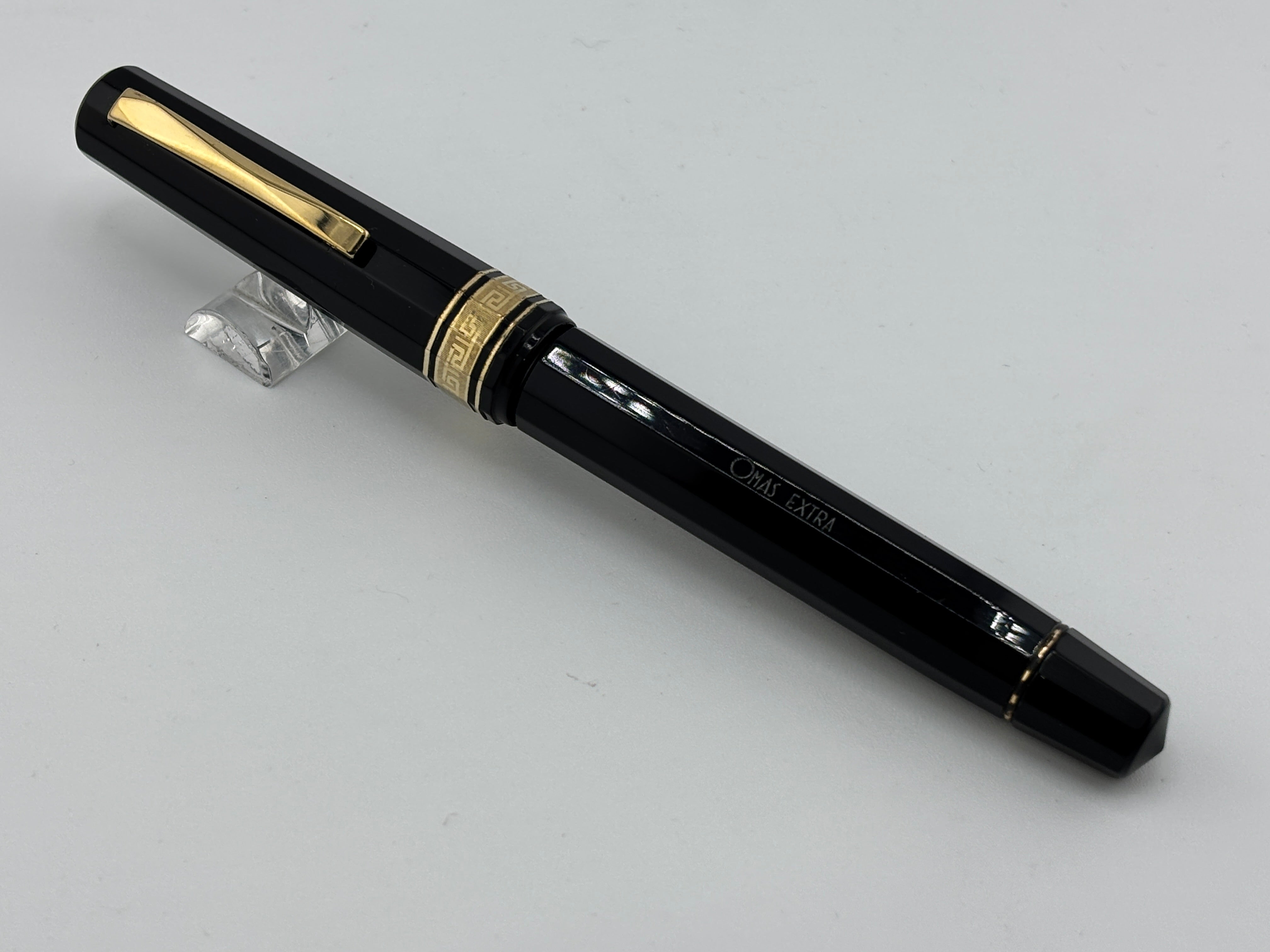 OMAS Black Vegetal Resin Facetted Standard Size Paragon Rollerball ...