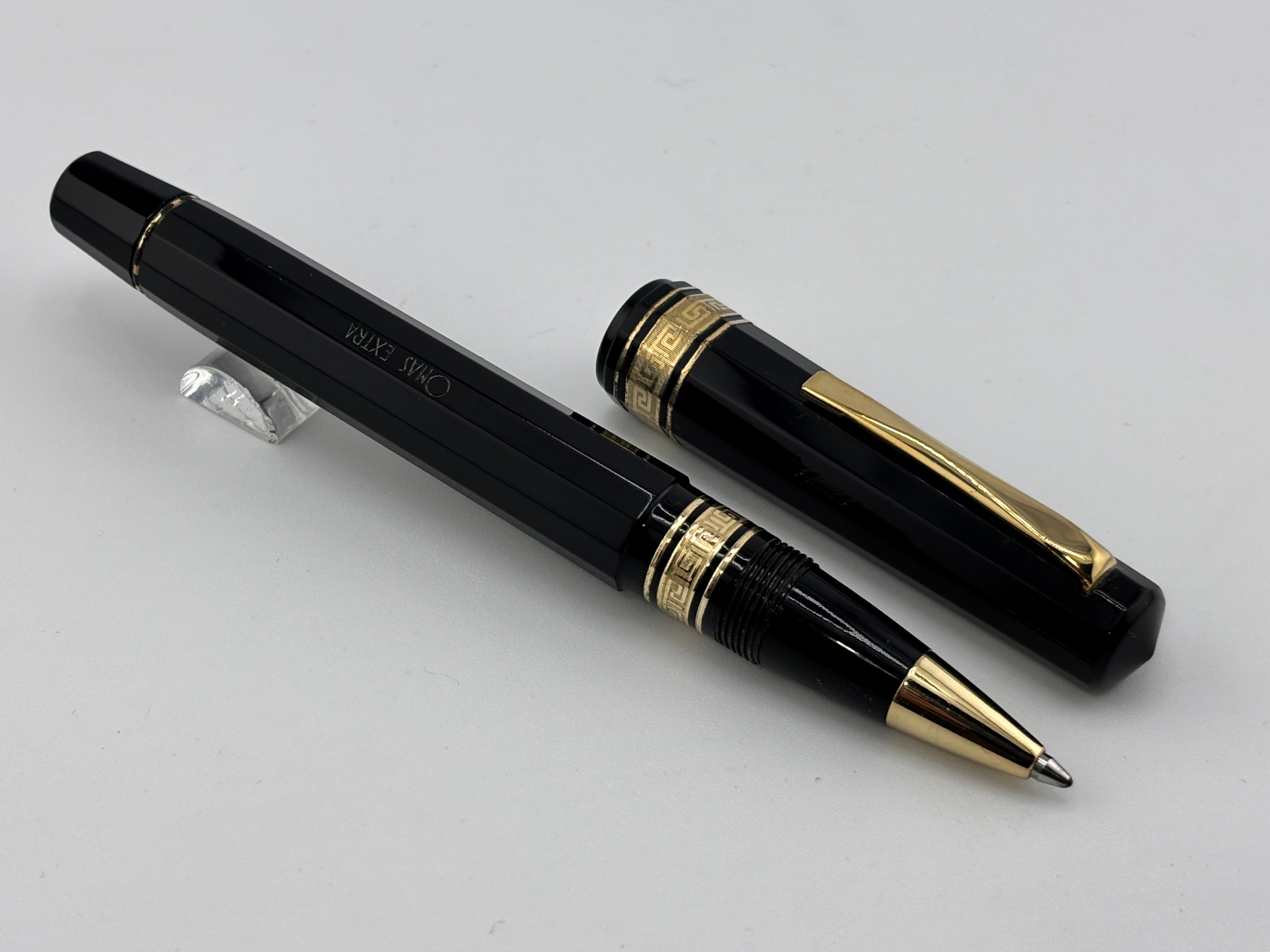 OMAS Black Vegetal Resin Facetted Standard Size Paragon Rollerball ...