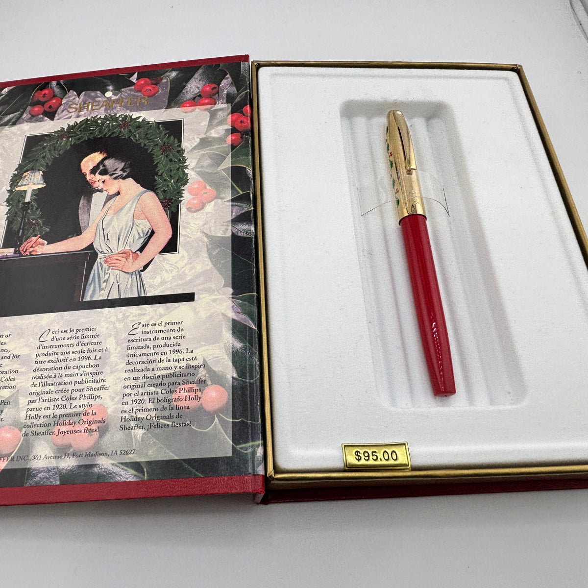 Sheaffer Holiday Original red " The Holly Pen " circa 1996 - Fountain ...