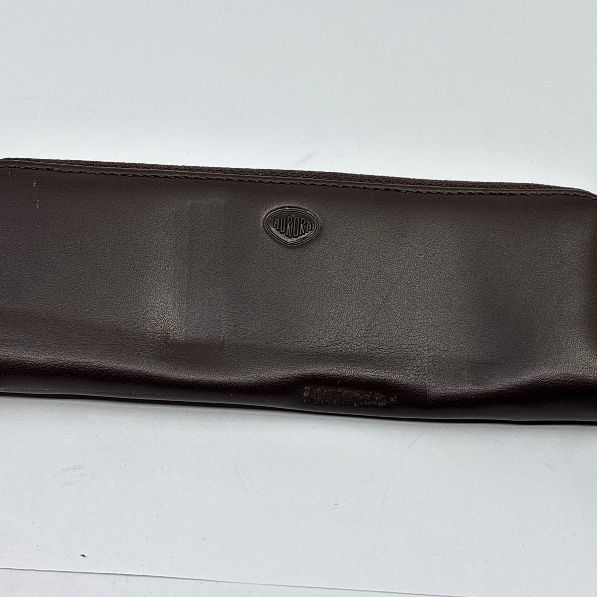 AURORA Beautiful Brown Leather pen case with zip - Hold 2 pens ...